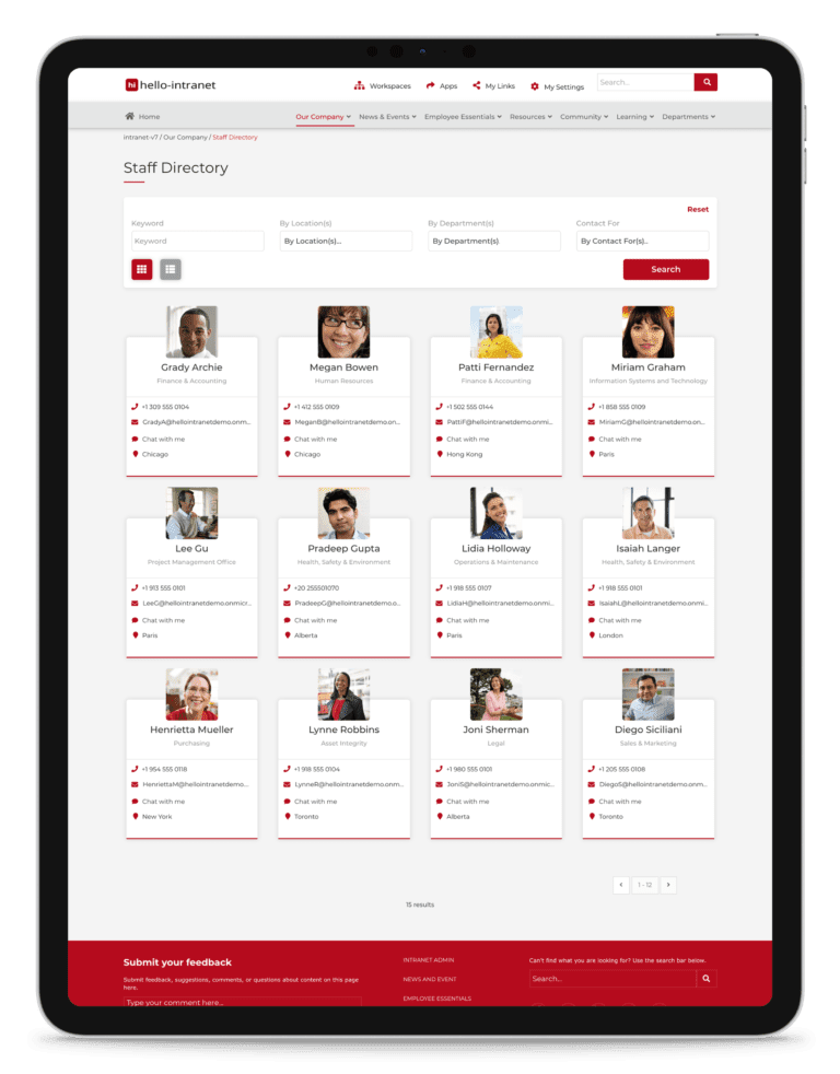 SharePoint Intranet Employee Directory | hello-intranet