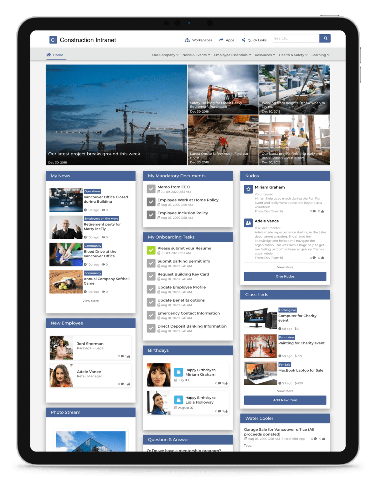Construction Industry SharePoint Intranet | Hello-Intranet