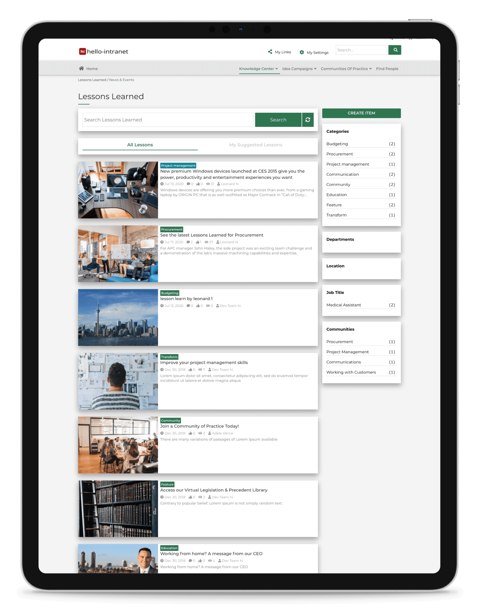 SharePoint Learning Portal | Hello-Intranet